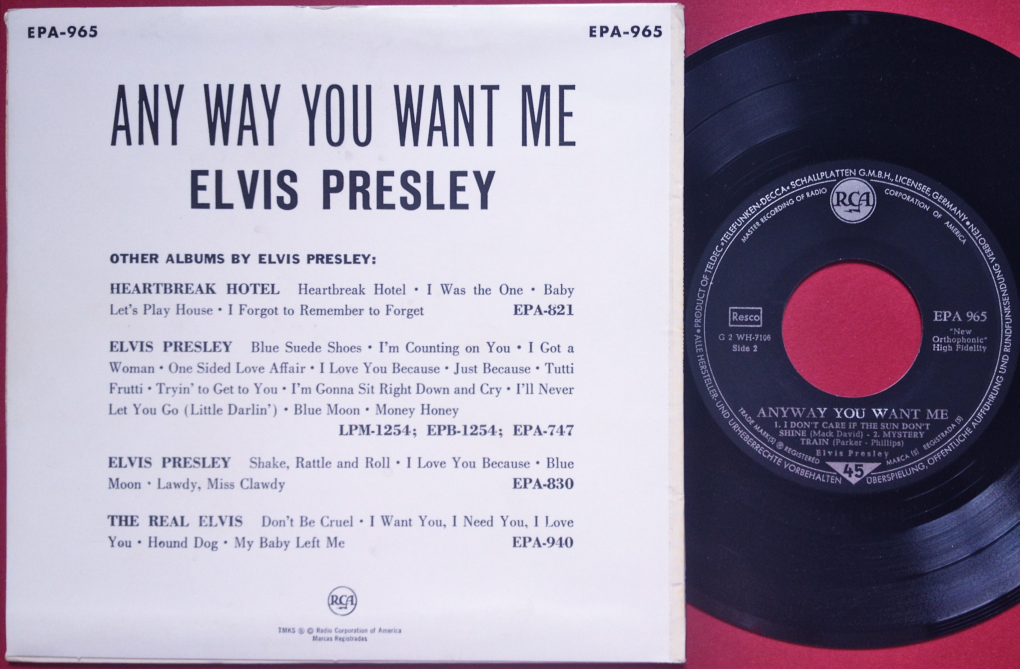 Nostalgipalatset - ELVIS PRESLEY - Any way you want me +3 Tysk EP 1957 M-! Nostalgipalatset - ELVIS PRESLEY - Any way you want me +3 Tysk EP 1957 M-!